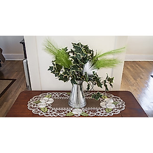 Embroidered Table Runner with Daisy Flowers on Brown, 15 by 34 Inch, Machine ...