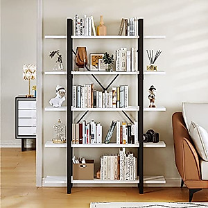 YITAHOME 5 Tier Bookshelf, Freestanding 5 Shelf Bookcases and Bookshelves, Modern Minimalist Furniture Open Display Storage Shelves Books Organizer for Living Room Bedroom Home Office, White