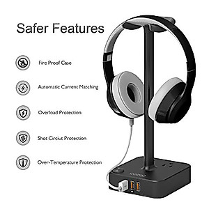 cozoo Holder Hanger with 3 USB Charger and 2 Outlets E-Sports Wireless Headset Neckband