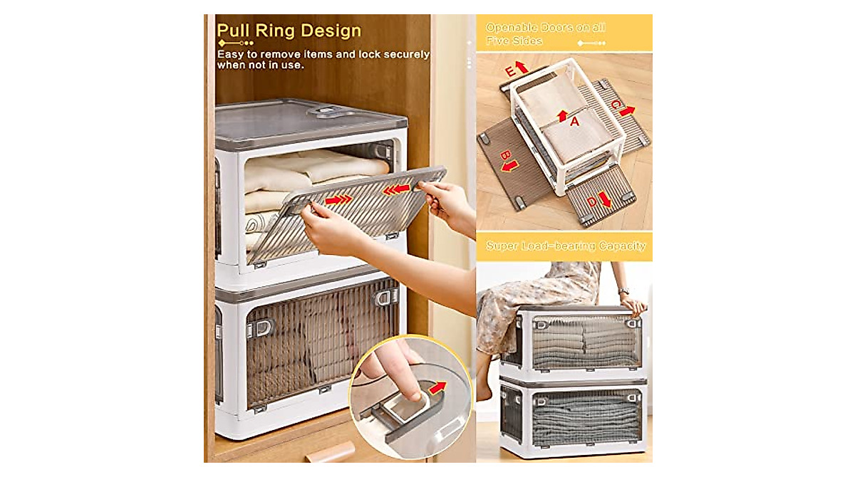 2 Pack Stackable Rolling Storage Bins with Lids - DILIBRA