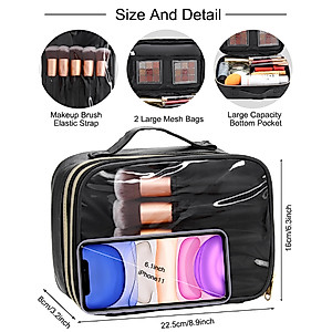 Relavel Travel Makeup Bag, Clear Makeup Organizer Bag Portable Cosmetic Bag, Cute Transparent Makeup Case For Women with Accessories