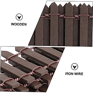 Yardwe 4pcs Elegant 100cm Miniature Picket Fence DIY Fairy Garden Accessory Coffee Finish