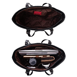 Montana West Tote Bag for Women Vegan Leather Purse and Handbags Set Embossed Collection Purse 2Pcs Set Black MWC2-G052BK