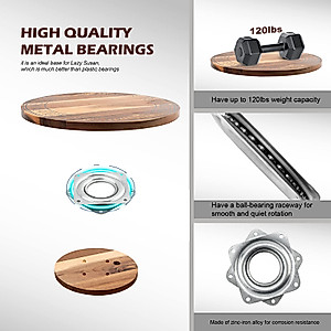 15" Acacia Wood Lazy Susan Organizer for Table - Wooden Lazy Susan Organizer for Cabinet - Kitchen Turntable Storage Food Bins Container for Pantry, Countertop Spice Rack