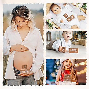 Monthly Baby Milestone Blocks Set of 3 Baby Age Blocks for Monthly Milestone Baby Age Milestone Signs Wooden Baby Photo Props Set Perfect for Baby Shower and Keepsake (Gift Set 3 PCS)