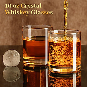 PARACITY Whiskey Glasses Set of 2, Old Fashioned Cocktail Glass, 10 OZ Whiskey Glasses, Bourbon Glasses, Rocks Glasses for Scotch, Liquor Vodka, Bourbon, Whiskey Gifts for Men, Husband, Boyfriend