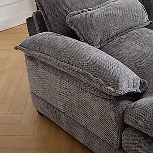 Oversized Modular Sectional Sofa Cloud Couch, Modern Chenille Upholstered Corner Couch, Comfy Boucle Sleeper Sofa&Couches with Double Chaise & Waist Pillows and Memory Foam for Living Room