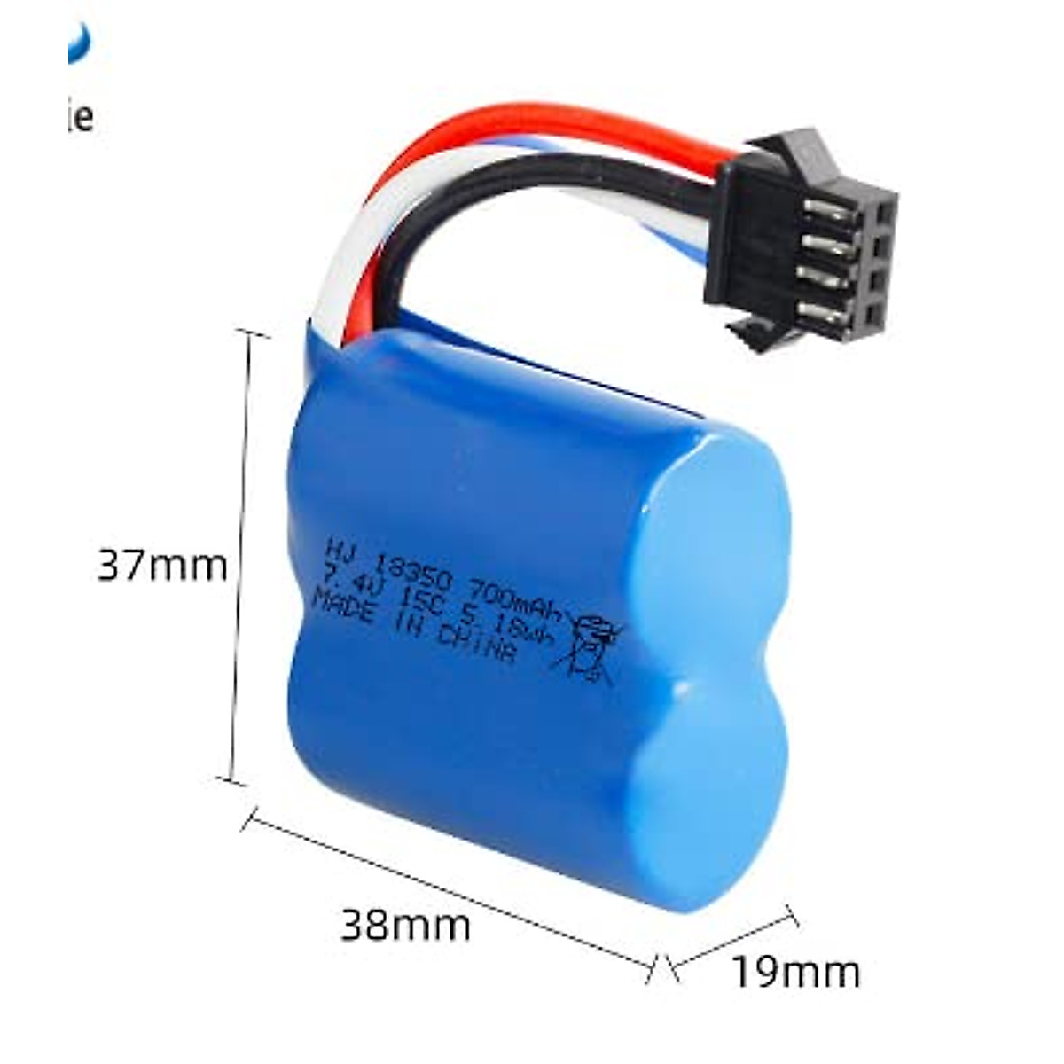 7.4V (2 x 3.7V) 700mAh Li-ion Battery with SM-4P Plug for Old Version UDI001 Venom Speed RC Boat UDI008 UD08 UDI001 Battery 2 Pack with USB Charger
