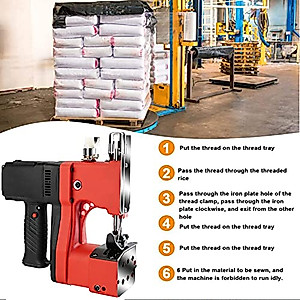 Bag Closing Machine,Portable Bag Closer,Automatic Woven Bag,18000 Rpm 2600 Stitches/Min-2 Seconds/Bag,Kraft Paper Bags,Pp/Pe Woven Bags,Composite Bags,Sacks,Leather,Agriculture,Red