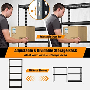 Giantex 2Pcs 5-Tier Storage Shelves, 35.5" x 15.5" x 72" Height Adjustable Metal Storage Utility Rack Shelf with Anti-tipping Device, Heavy Duty Garage Shelving for Warehouse, Basement, Kitchen, Black