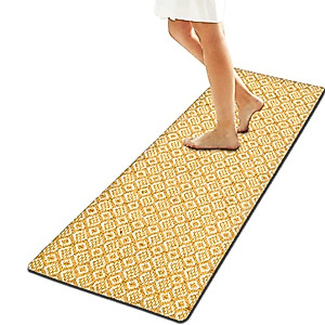 Anti-Fatigue Kitchen Mat Runner Cushioned Kitchen Rug, Waterproof Non-Slip Kitchen Mats and Rugs Heavy Duty Comfort Foam Rug for Kitchen, Floor Home, Office, Sink, Laundry (Mustard)