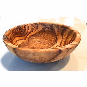 ORCHARD HARDWOODS 12" Artisan Olive Wood Serving Bowl/Centerpiece Rare Decorative Wooden Bowl for Fruit, Salad, Snacks, Chips. Popcorn. In Small 6", Med 7", Lg 8", XL 11", XXL 12". (XXL 12 inch)