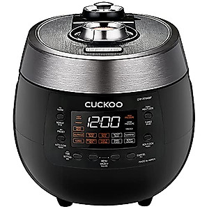 CUCKOO 6 Cup (Uncooked) 12 Cup (Cooked) Rice Cooker with Dual Pressure Modes, LED Display Panel, Durable Non-Stick Inner Pot with Optimal Heat Distribution & Dual Motion Gasket | (Black, CRP-RT0609FB)