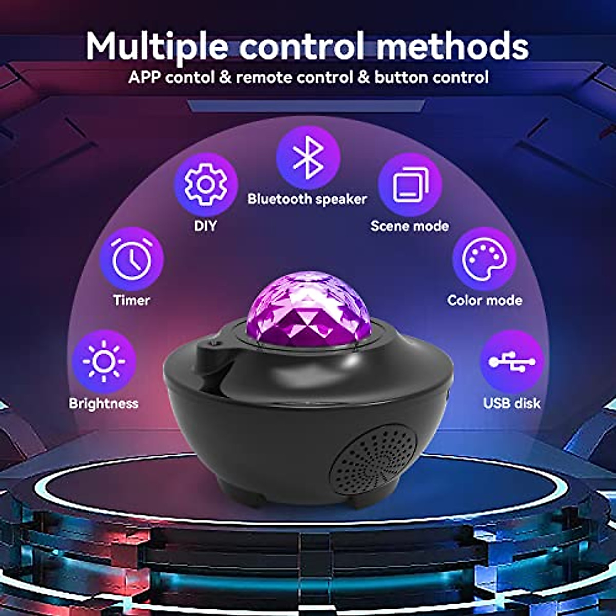 Star Projector, Galaxy Projector for Bedroom, with Bluetooth Speaker, Timer, Remote 3 in 1 Night Light Projector with LED Nebula Cloud/Moving Ocean Wave for Kids Teen Adult Bedroom Decor (Black)