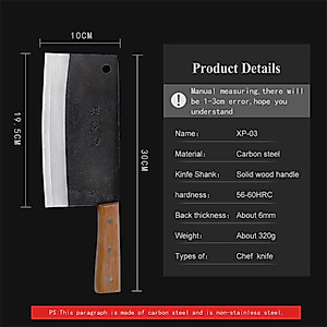 DENGJIA 7.6-Inch Blade Ultra-Sharp Composite High Carbon Steel Handmade Forged Vegetable Knife Chinese Knife No-Slip Labor-saving Wooden Handle Meat Cleavers