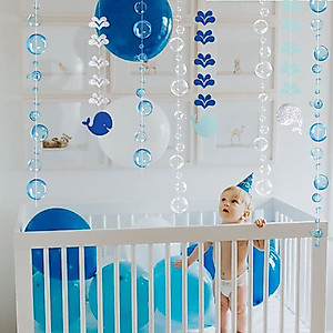 Decor365 Blue Whale Bubble Garland Under The Sea Beach Ocean Theme Party Decorations Baby Boy Birthday Bday Hanging Streamer Decor Kids Party Backdrop Bday It's a Boy Baby Shower Party Supplies