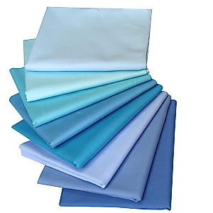 Quilting Fabric Misscrafts 8pcs Cotton Craft Fabric Bundle 18" x 22" Pre-Cut Quilt Squares Fat Quarters for Sewing Crafting Patchwork DIY Scrapbooking Blue