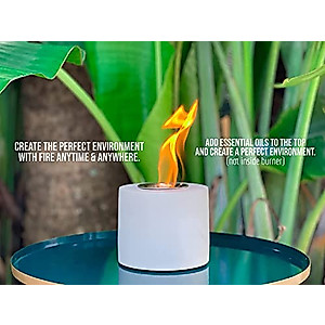 Tabletop Fire Pit Bowl - Table Top Portable Rubbing Alcohol Fireplace Indoor Outdoor Decor Long Time Burning Smokeless Odorless Two Stainless Steel Burners & Stylish Extinguisher Included, 6X12