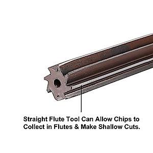 uxcell 3/4" Hand Reamer H8 Accuracy Alloy Tool Steel 8 Flutes Straight Shank Milling Cutter Tool