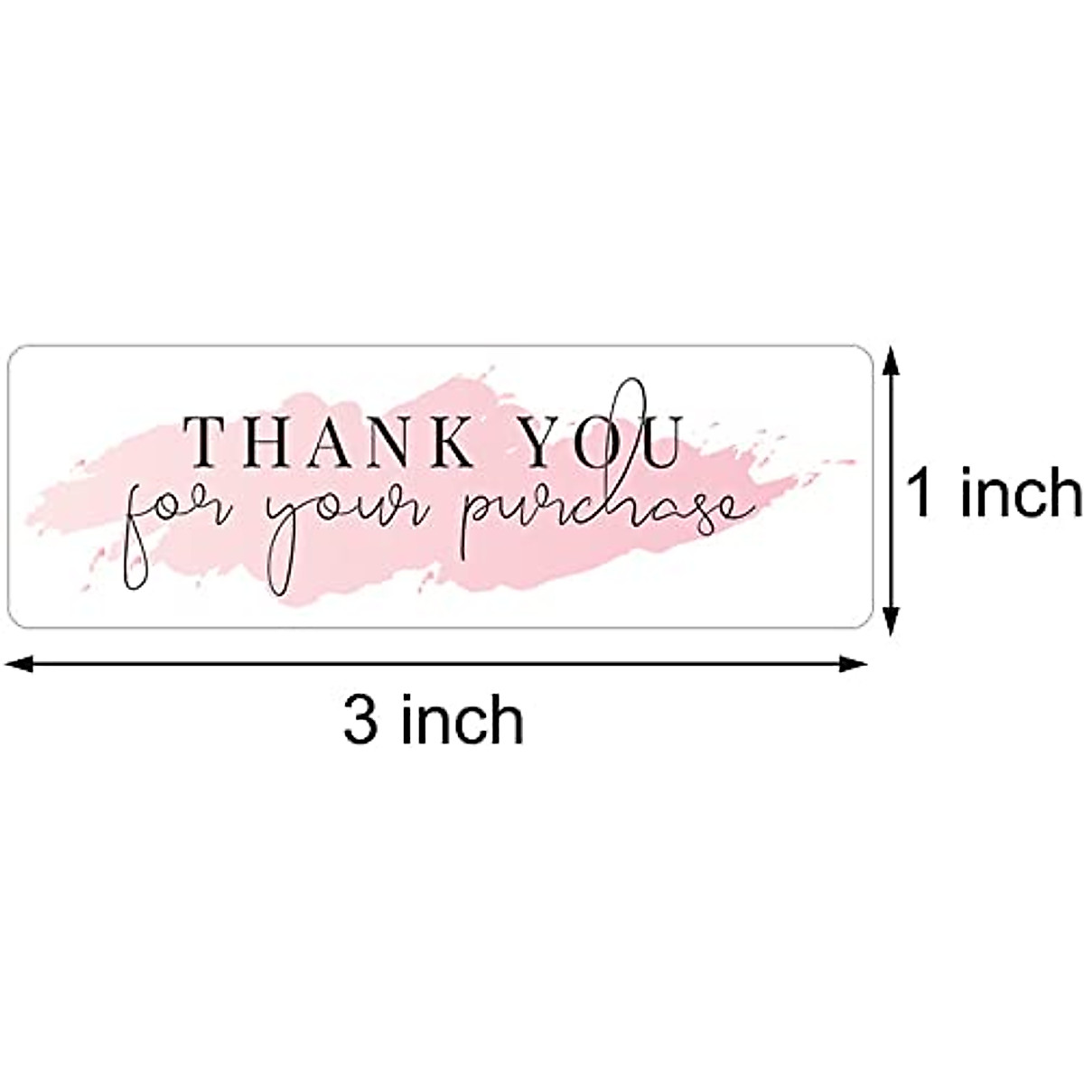 1" x 3" Thank You for Your Purchase Stickers, Rectangle Pink Decorative Sealing Stickers for Delivery, Decoration, Packaging, 120 Labels Per Roll