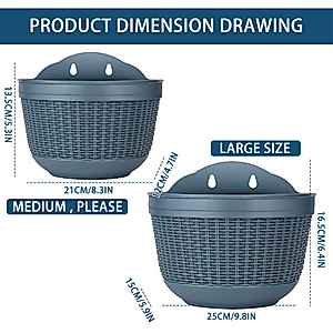 LAOJU Wall Hanging Planters Railing Hanging Planters, 2PCS Plastic Plants Pot Wall Mounted Hanging Basket Fence Flower Pots Plants Container with Hooks for Porch Railings Garden Balcony Patio