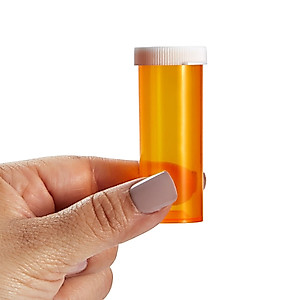 Juvale 50 Pack Empty Pill Bottles with Caps for Prescription Medication, 6-Dram Plastic Medicine Containers (Orange)
