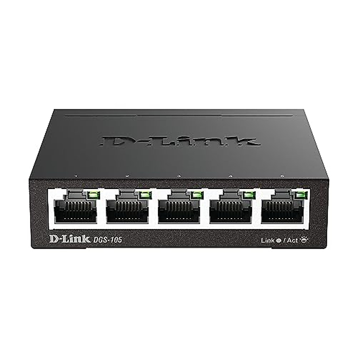 D-Link Ethernet Switch, 5 Port Gigabit Unmanaged Metal Desktop Plug and Play Compact (DGS-105),Black