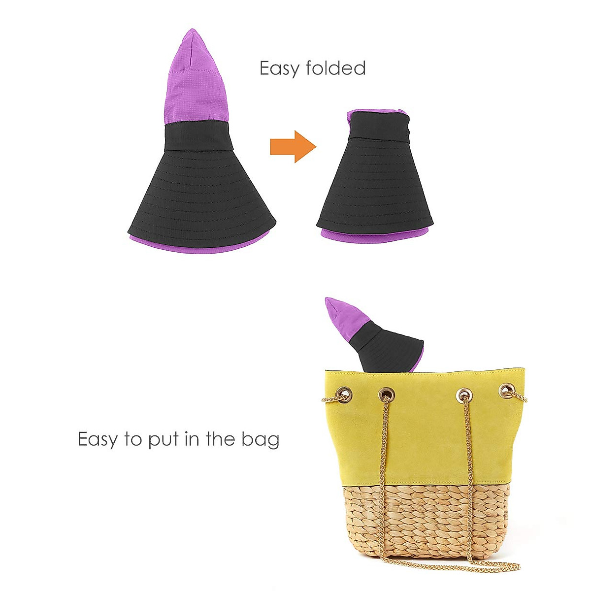 IYEBRAO 2 Pack Womens Ponytail Sun Hat UV Protection Bucket Hats Foldable Wide Brim Summer Boonie Beach Cap Fishing Hiking(Purple & Sky Blue)