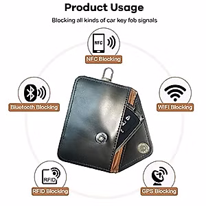 Faraday Box for Car Keys and Black/Red Car Key Signal Blocking Pouch Soft Leather Faraday Bag for Key Fob RFID Box for keyless Entry Car Keys Theft Prevention (1 Small Box + 1Black/1Red Pouch)