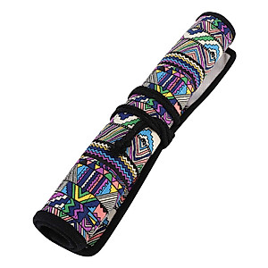 Hztyyier Artist Paint Brushes Holder Roll Up Pen Holder Protection Canvas Portable Long Handle Brush Pouch Bag 20 Slots