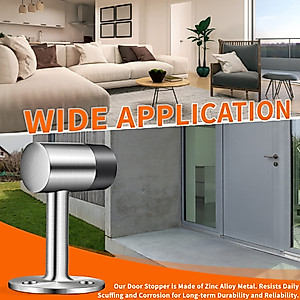 TPOHH 3 Inch Height Zinc Alloy Floor Mount Bumper, Gooseneck Door Stop with Rubber Bumper – Protects Walls from Door Knob Damage