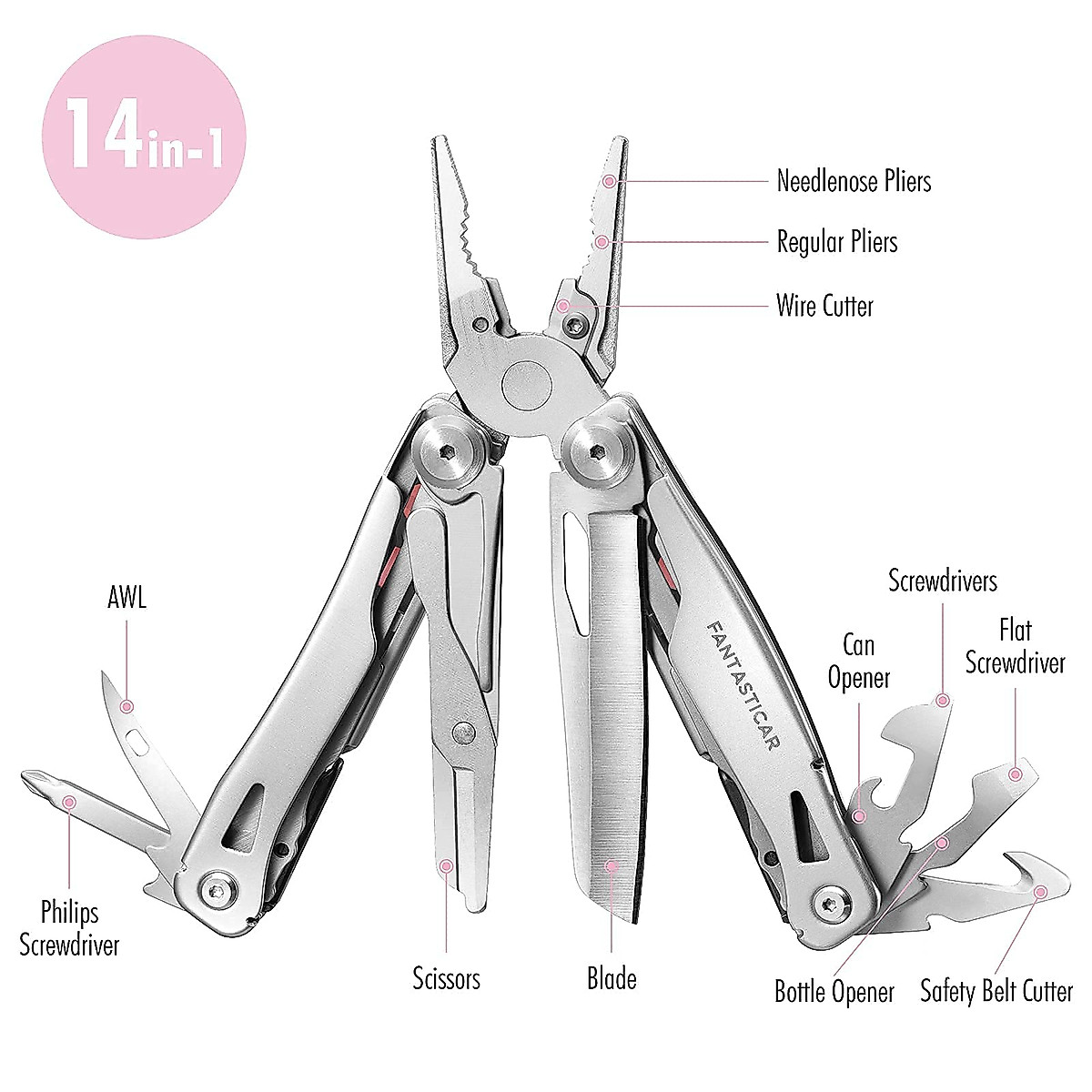 FantastiCAR Multitools Set with Premium Gift Box for Outdoor Camping Activities, Home Daily Needs