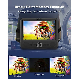 FANGOR 7.5" Dual Portable DVD Player for Car, Car DVD Player Dual Screen Play a Same or Two Different Movies with Headrest Strap, Regions Free, Support Last Memory, AV Out & in, USB/SD Card