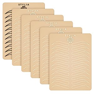 Stylia Microblading Practice Fake Skin Sheet for Eyebrow Tattoo, Fake Skin for Tattoo, Micro Blading Eye Brow Makeup, Tattoo Skin Practice Kit, Tattooing Supplies (5 White Double Sided +1 Bonus Black)