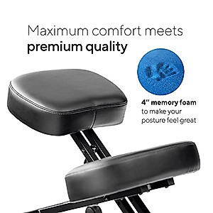 Luxton Home Ergonomic Kneeling Chair with Memory Foam Layer - Improves Posture - Adjustable Stool for Home and Office - Thick Comfortable Cushions