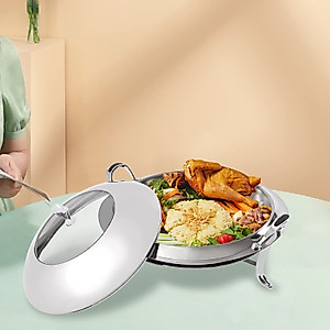 3L Round Chafing Dish Stainless Steel Buffets Servers with Lid and Holder Food Warmers Tray Container for Hotels Restaurants Family Gatherings Party Banquets (Silver)