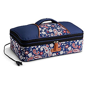 HotLogic 16801170-BPSL Food Warming Tote Casserole Carrier Plus 120V, Blue Paisley