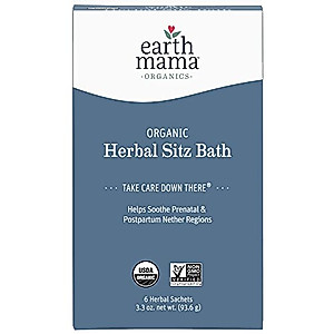 Organic Herbal Sitz Bath by Earth Mama | Soothing Perineal Soak for Pregnancy and Postpartum Care, 6-Count