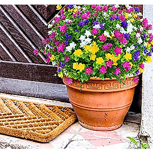 TEMCHY 8 Bundles Artificial Flowers Lifelike No Fade UV Resistant Fake Plastic Flowers Faux Plants for Hanging Planters Outside Porch Window Box Wedding Home Décor - Indoor/Outdoor Use