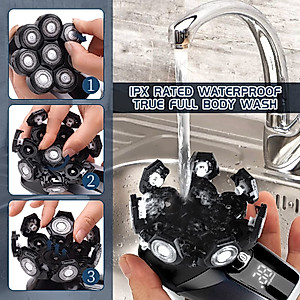 Bsotena Electric Razor for Men, 8D 6-in-1 Head Shavers for Bald Men Wet and Dry, Mens Grooming Kit, Mens Shavers Electric Cordless Rechargeable Waterproof Trimmer Td-002