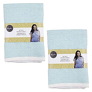 KAF Home Ayesha Curry Mixed Utility Kitchen Towel Set | Set of 6 Mixed Terry Kitchen Towels | Absorbent Kitchen Towels Perfect for Spills, Drying Dishes, Cooking, and Any Household Mess - Aqua