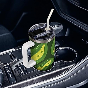 Abstract Cucumbers Pickles 40oz Water Bottle Double Wall Insulated Tumbler with Handle Leakproof Travel Mug White-style