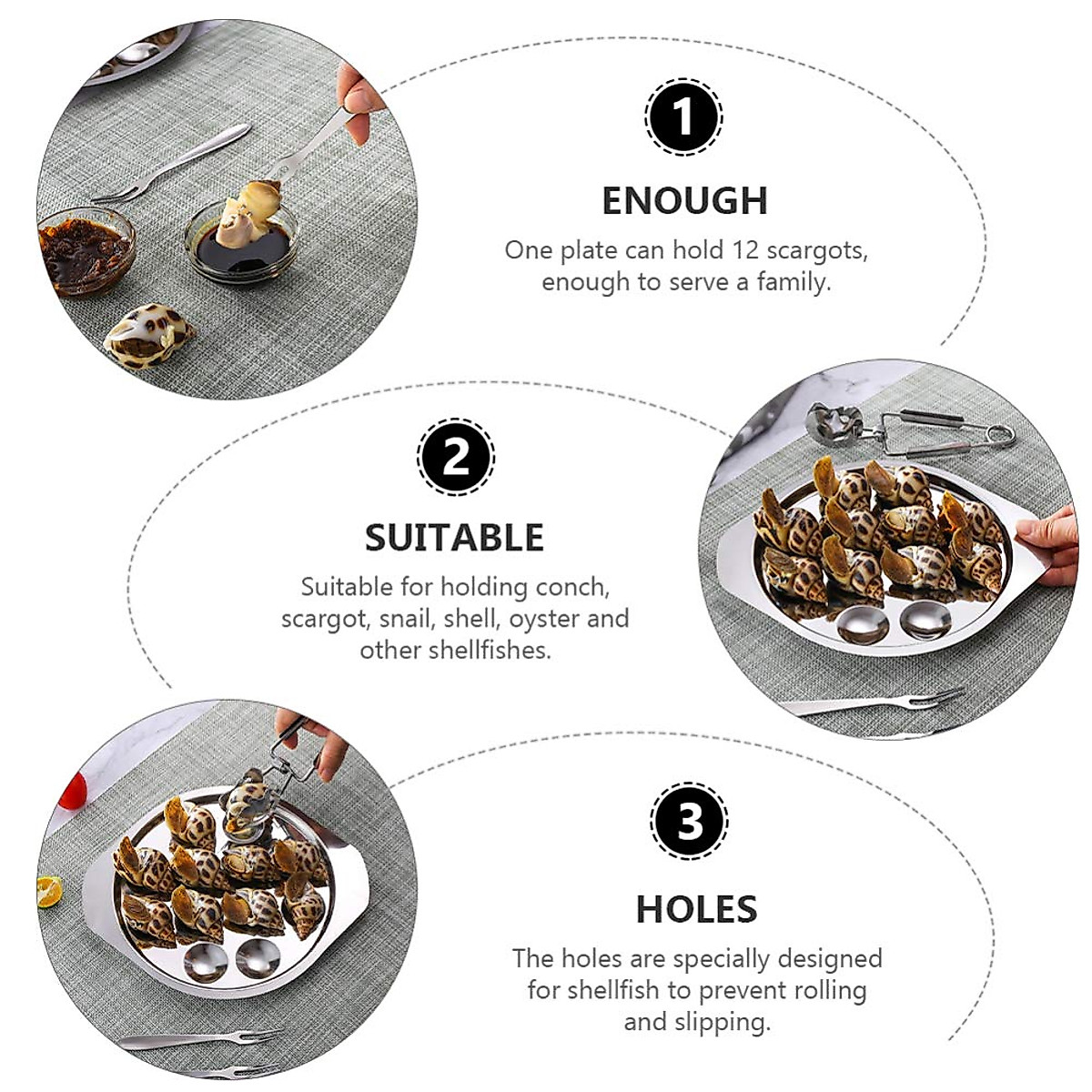 YARNOW 2pcs Stainless Steel Escargot Plates Dishes 12 Compartment Holes Escargot Baking Dishes for Snail BBQ Mushroom Silver