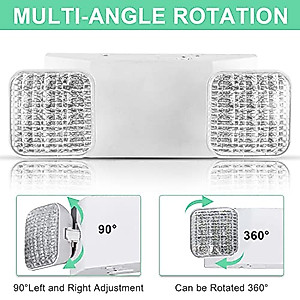 OSTEK LED Emergency Exit Lighting Fixtures with 90 Minutes Long Backup Batteries， US Standard Adjustable Integrated LED Emergency Light，ABS Fire Resistance (1 Pack)
