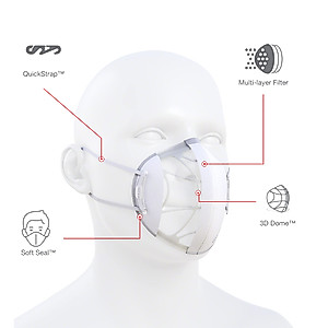 IQAir White KN95 Face Masks For Adults - Protects Against PM2.5, PM1, PM10, & Ultrafine Particles - HEPA Filter - Soft Seal Fit - Breathable Dome Design - Adjustable Earloops - German Made - 12 Pack