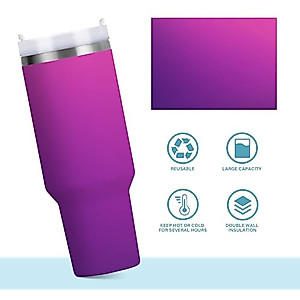 ODAWA Gradient Purple Tumbler Cup with Straw and Lid Travel Mug 40 Oz Stainless Steel Water Bottle