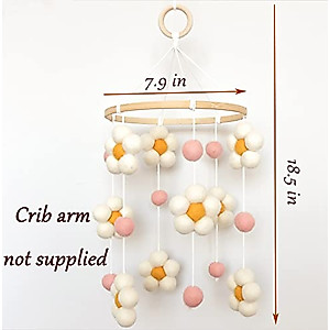 Daisy Mobile for Crib, Baby Crib Mobile for Girls, Baby Mobile for Bassinet, Nursery Felt Flower Mobiles