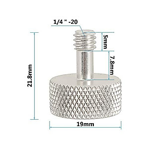 CAMVATE 1/4"-20 Thumb Screw Button Head Cap Screw Brass Nickel Construction(2 Pieces) - 2678