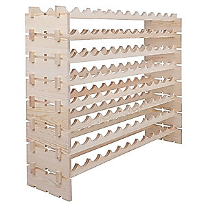 LEMY 8x12 96 Bottles Row Solid Wood Wine Rack Stackable Modular Storage Stand Wooden Wine Holder Display Shelves(Wobble-Free)