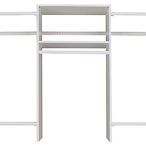 Easy Track Basic Storage Starter Wall Mounted Closet Organizer System Kit with 2 Spacious Shelves and 5 Hanging Rods, Honey Blonde